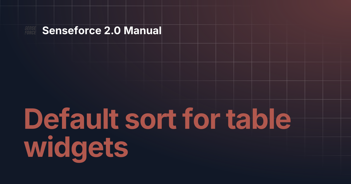 Default sort for table widgets | Senseforce 2.0 Manual